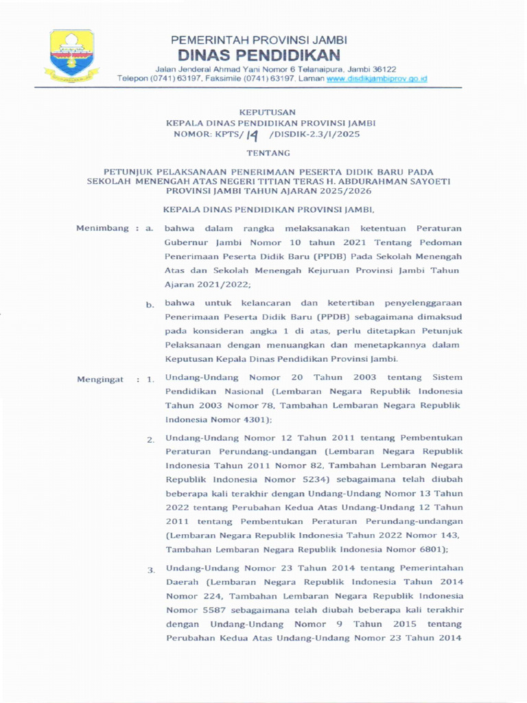 Juklak PPDB TT Has 2025 - TTD - Scan-Stempel | PDF