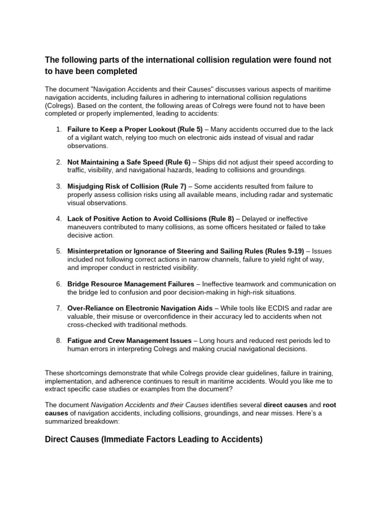 Navigation Accidents and Their Causes | PDF | Navigation | Safety