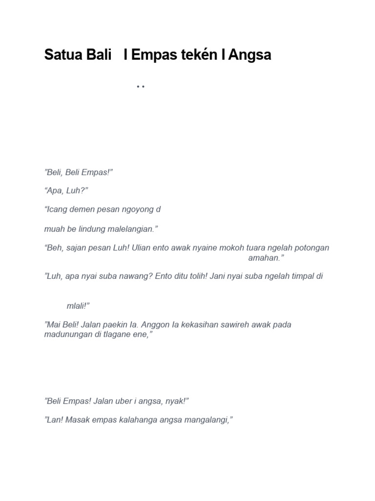 Satua Bali I I Kambing Lan I Kakua | PDF