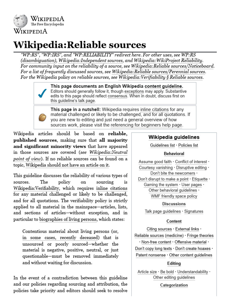 Wikipedia - Reliable Sources | PDF | Wikipedia | Human Communication