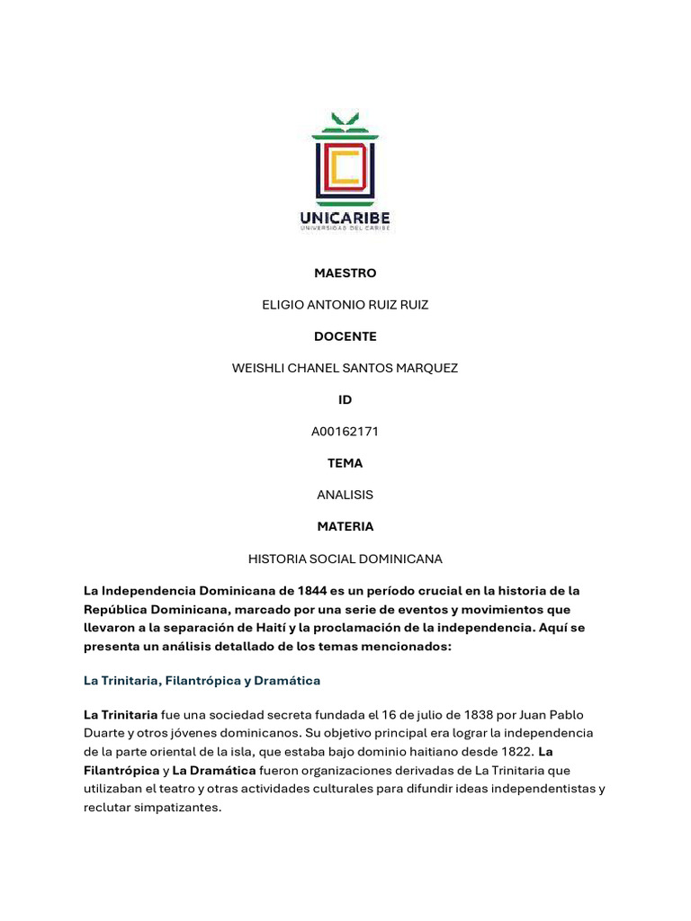 Análisis de la Independencia Dominicana | PDF | República Dominicana ...