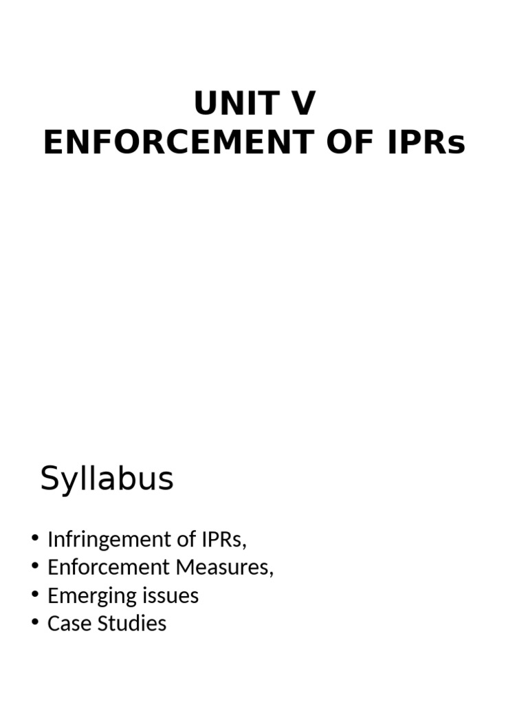 IPR Enforcement in India | PDF | Intellectual Property | Injunction