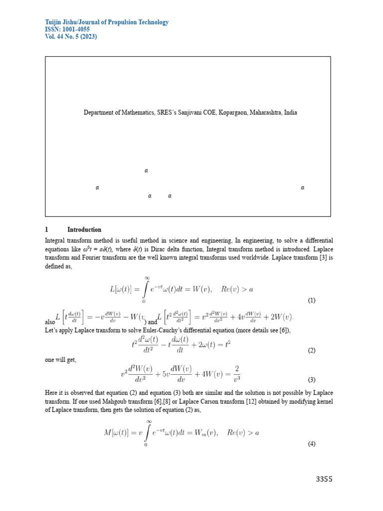 Laplace-Carson Transform | PDF | Laplace Transform | Equations