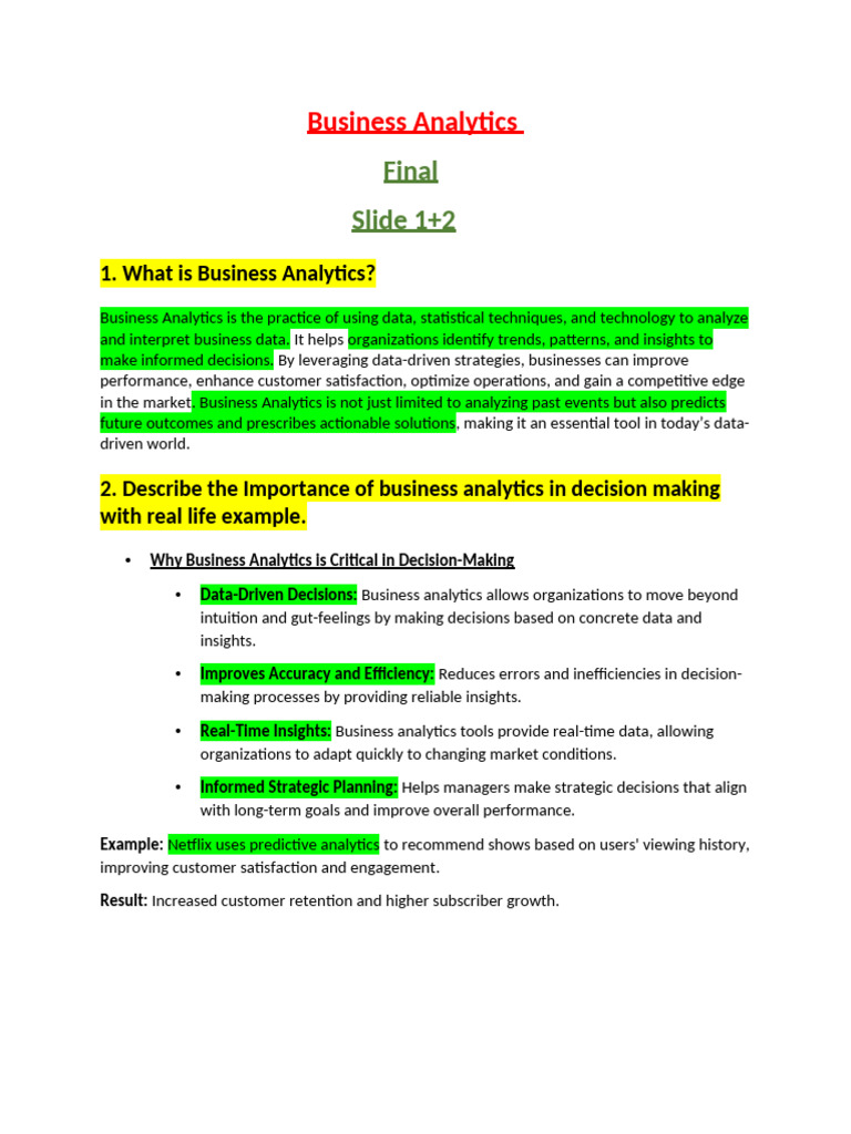 Business Analytics | PDF | Analytics | Data Analysis