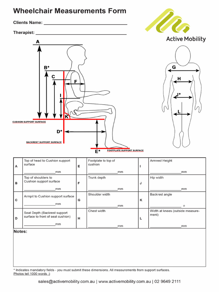 Wheelchair Measurements | PDF