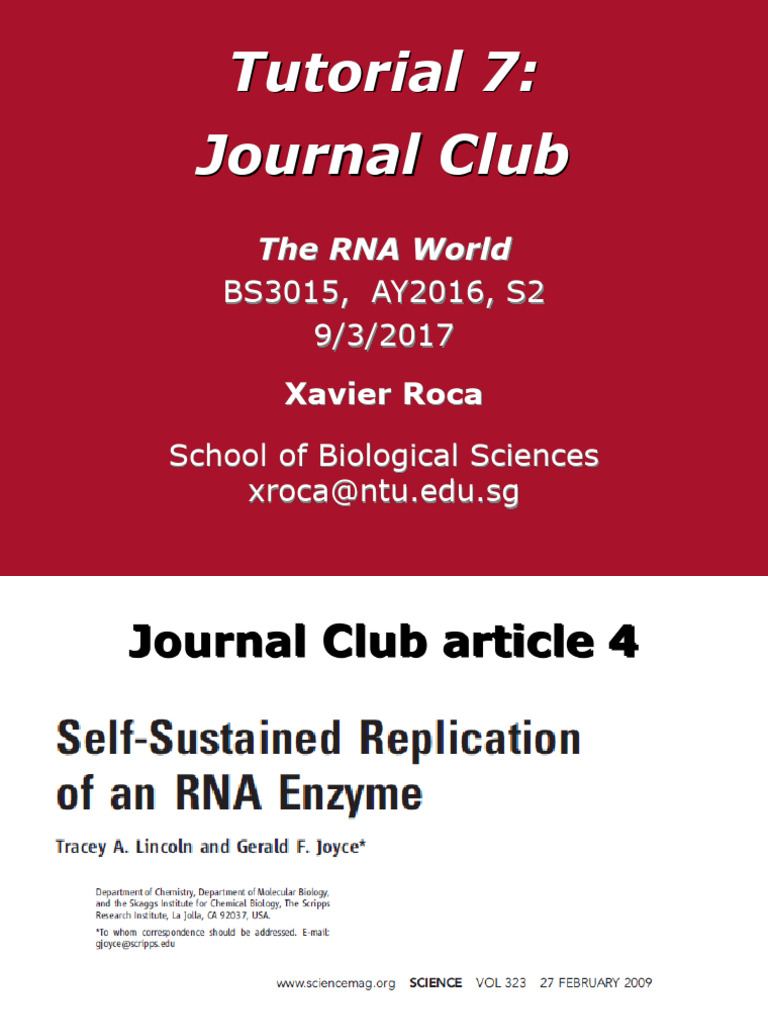 The RNA World 7th Tut JC AY16 2017-1 | PDF | Complementary Dna | Dna Ligase