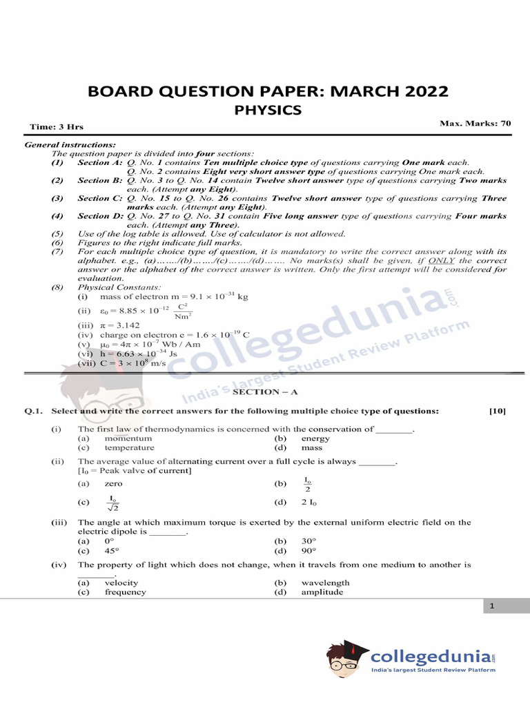 (12th)March 2022 Pyq | PDF