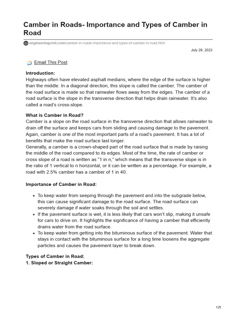 Engineeringcivil.com-Camber in Roads- Importance and Types of Camber in Road | PDF | Road ...