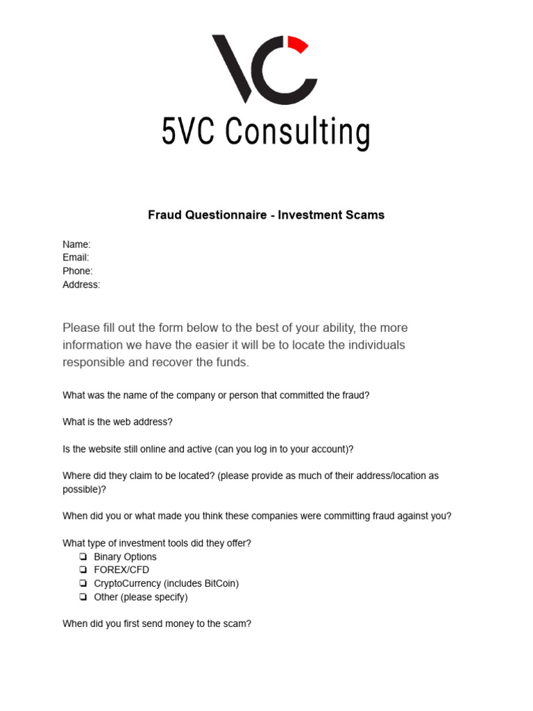 5VC Consulting Scam Questionnaire | PDF
