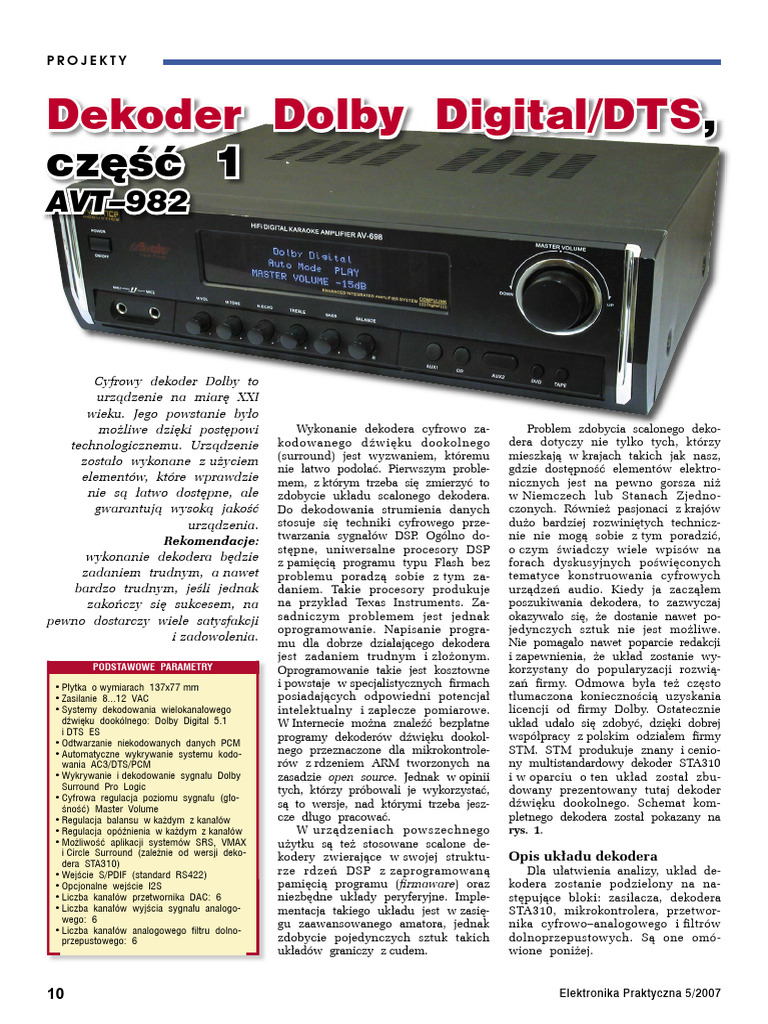 Dekoder Dolby Digital-DTS cz.1 | PDF