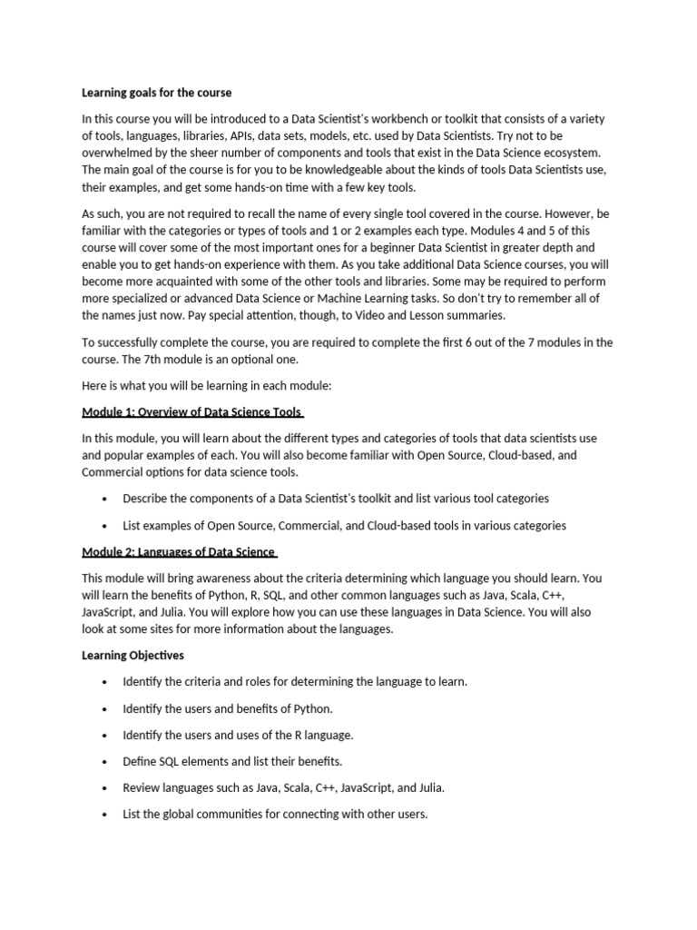 02 Learning Goals For The Course | PDF | Modular Programming | Data Science
