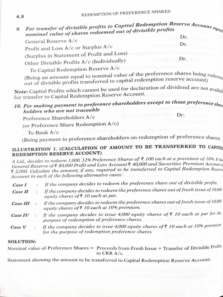 Redemption of Prefernce Shares | PDF