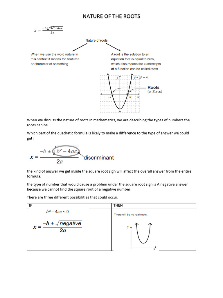 Nature of The Roots | PDF | Numbers | Square Root