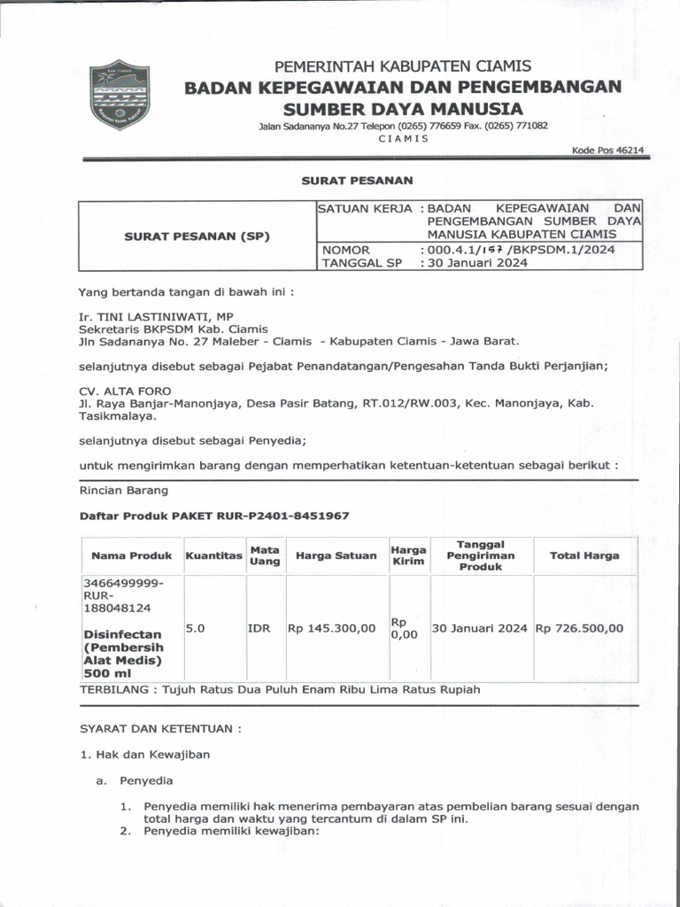 Sp Alta Foro-belanja Alat Kedokteran-726500 | PDF