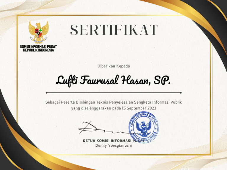 Sertifikat Lufti Faurusal Hasan, SP. | PDF