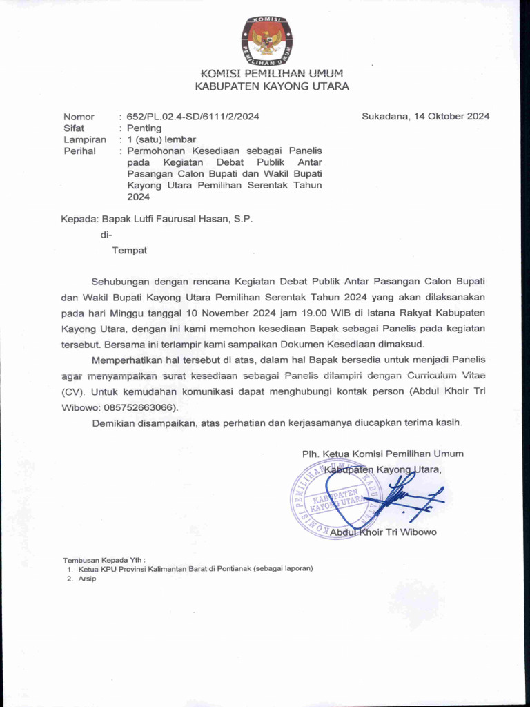 Surat Permohonan Lufti Faurusal Hasan, S.P. | PDF