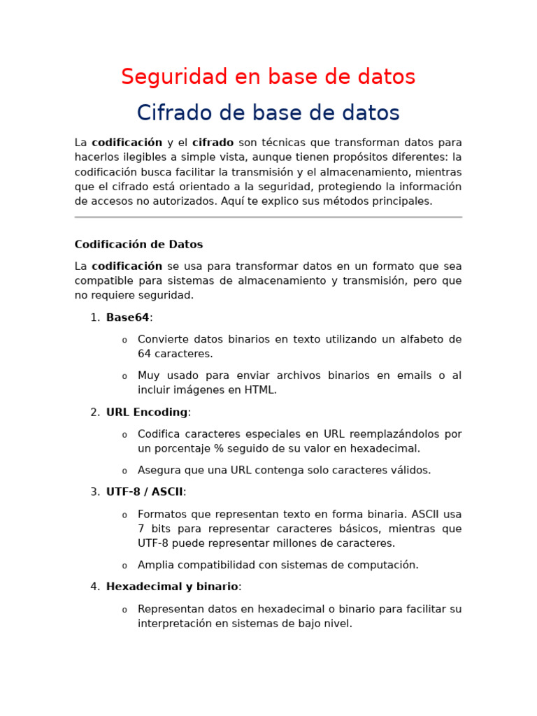 Seguridad en base de datos | PDF | Cifrado | Clave (criptografía)