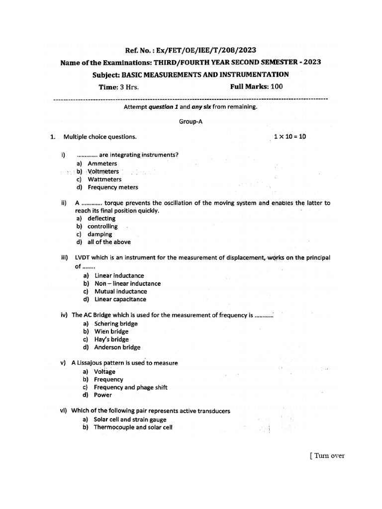 Basic Measurements and Instrumentation2 | PDF