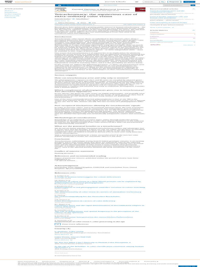 Tetrachromacy the mysterious case of extra-ordinary color vision ...