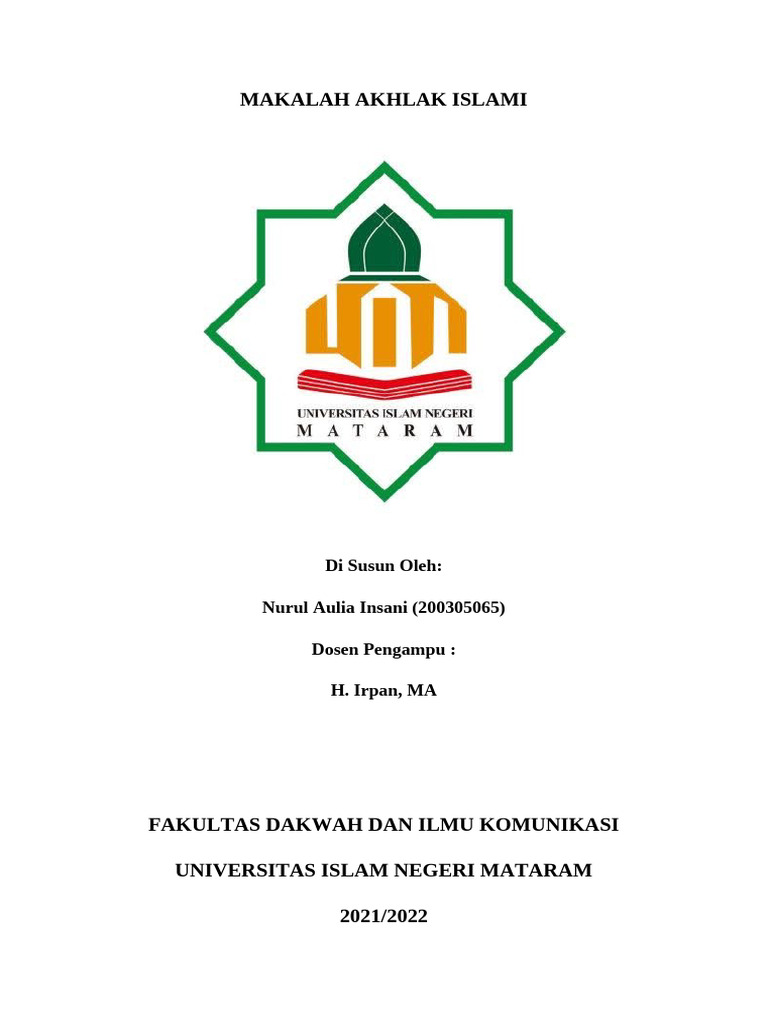 Aktivitas Akhlak Islami dalam Kehidupan | PDF