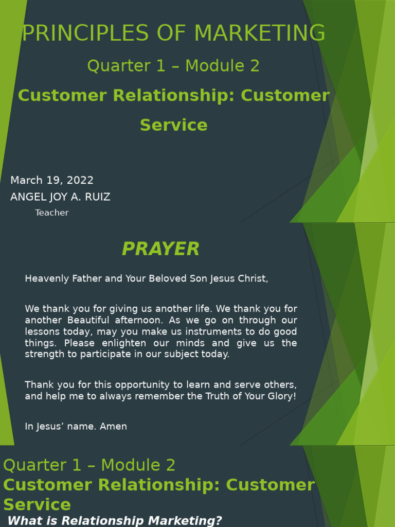 Principles of Marketing Module 2 | PDF | Customer Relationship ...