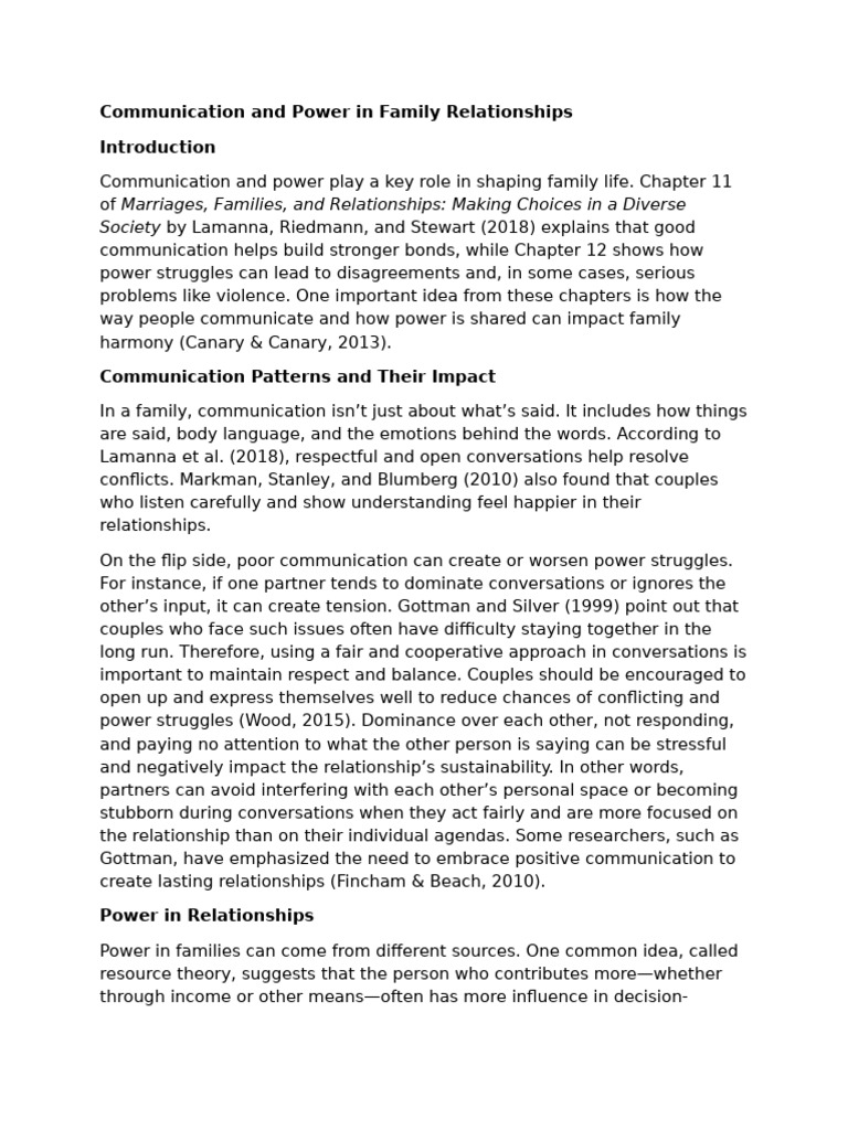 Communication and Power in Families | PDF | Communication | Family