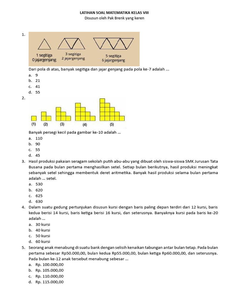 Latihan Soal Matematika Kelas Viii | PDF