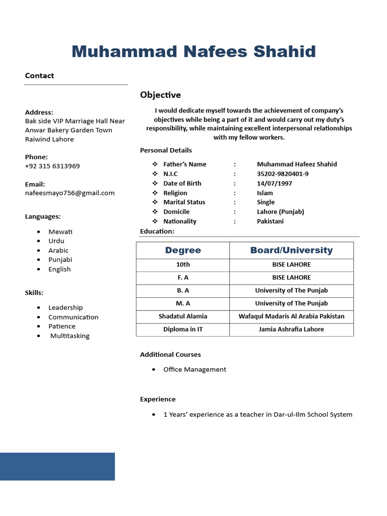 Nafees CV | PDF