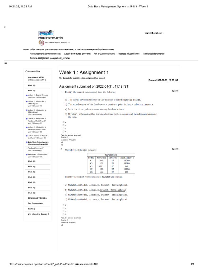 Data Base Management System - Unit 3 - Week 1 | PDF | Databases