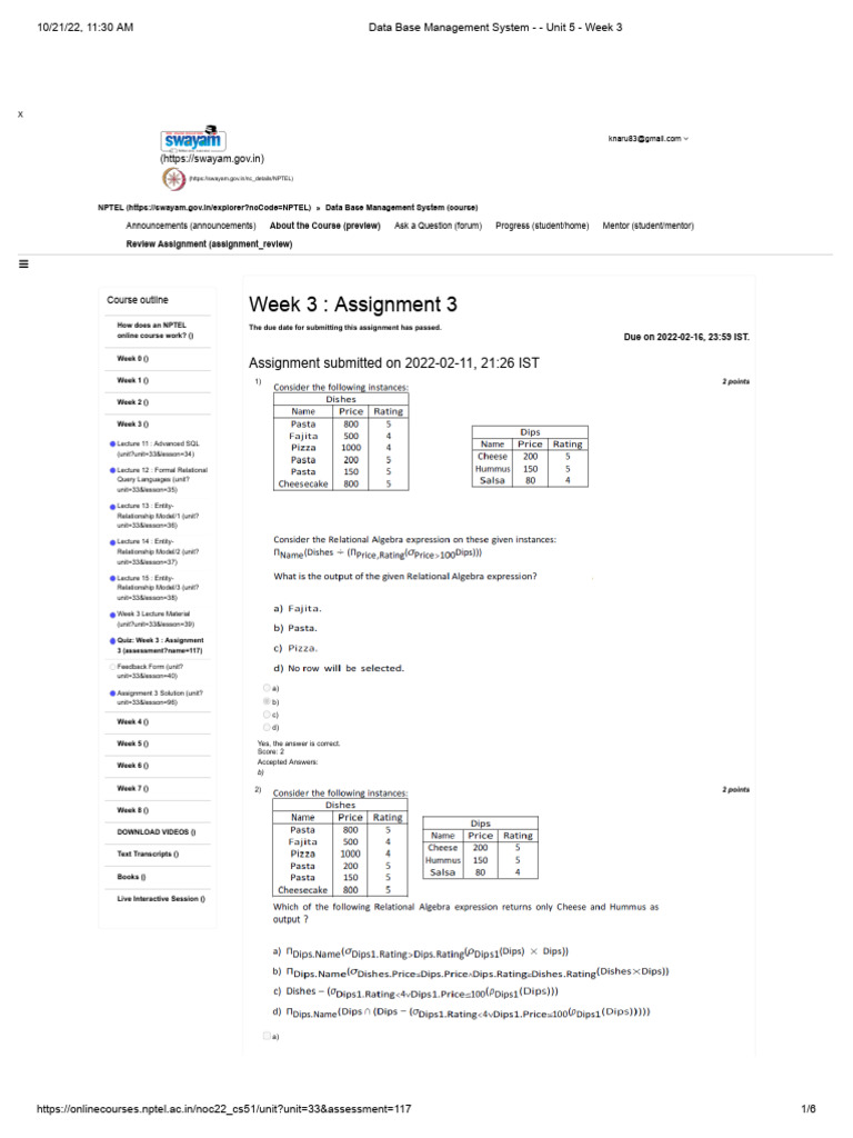 Data Base Management System - Unit 5 - Week 1 To 3 | PDF | Databases | Relational Model