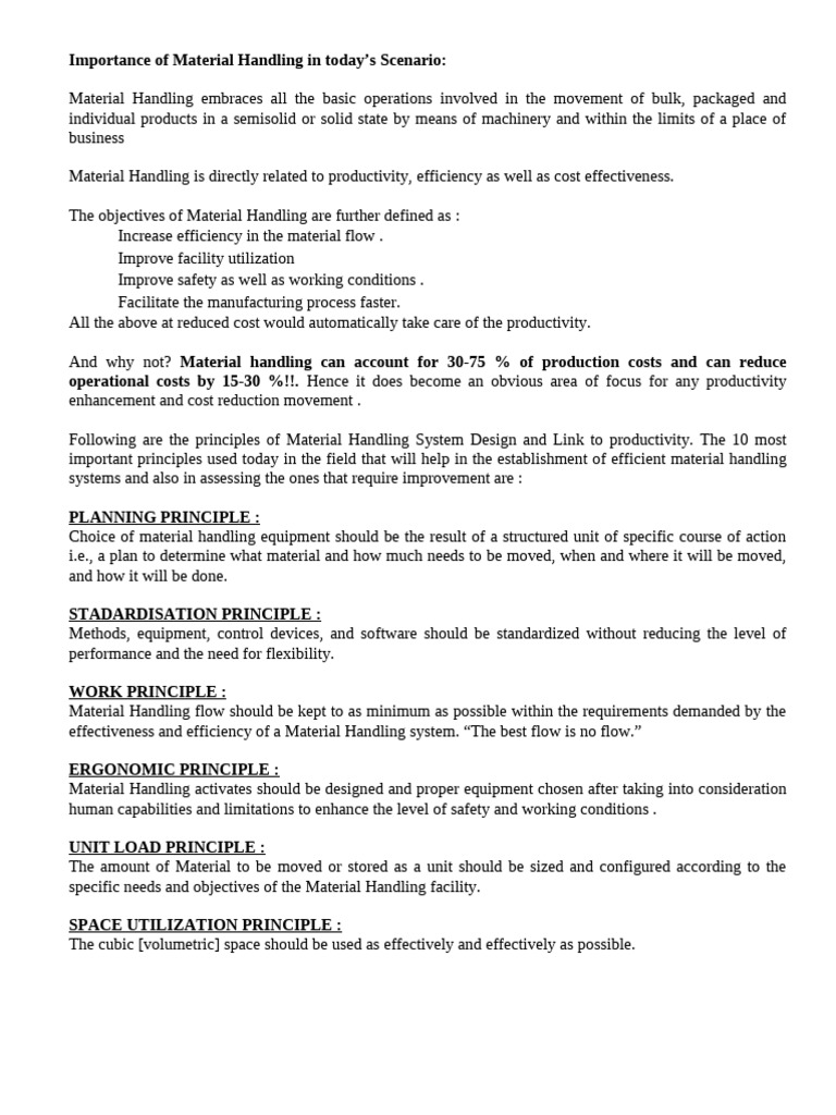 Importance of Material Handling | PDF | Recycling | Business