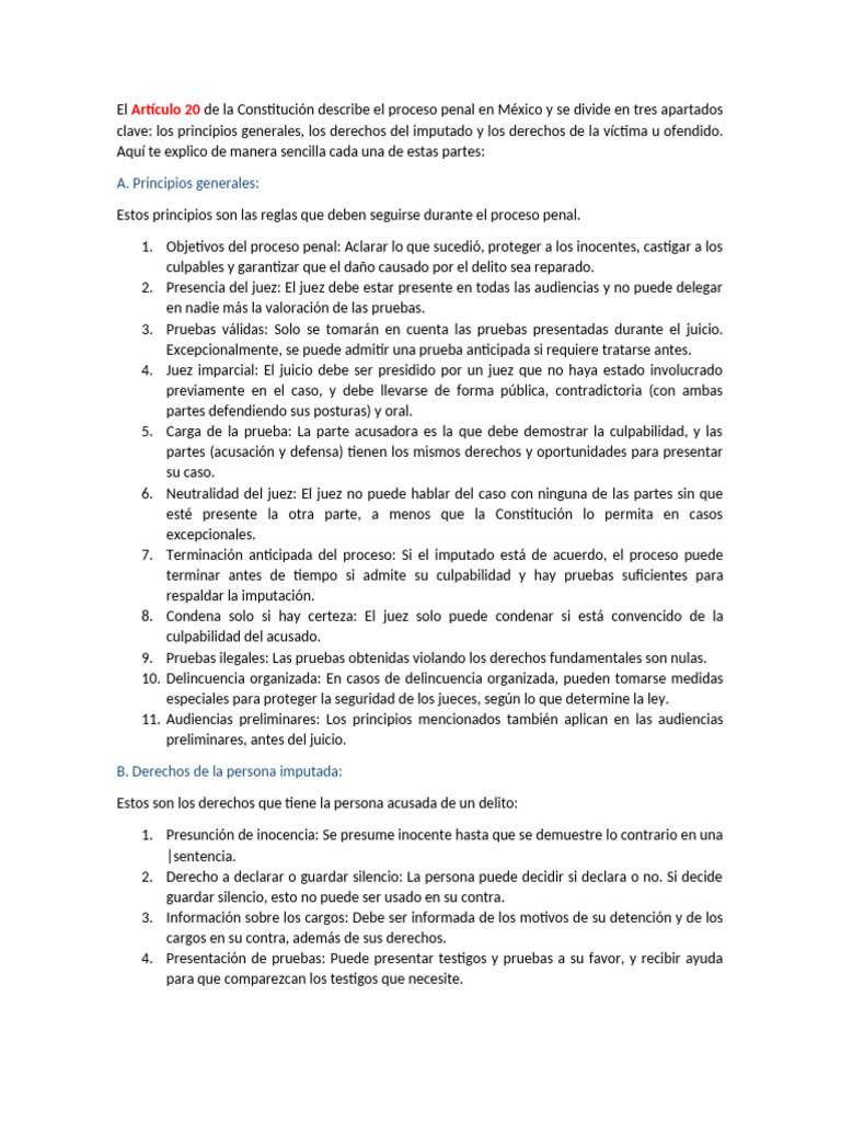 Proceso Penal en México: Artículo 20 | PDF | Victimologia | Testigo