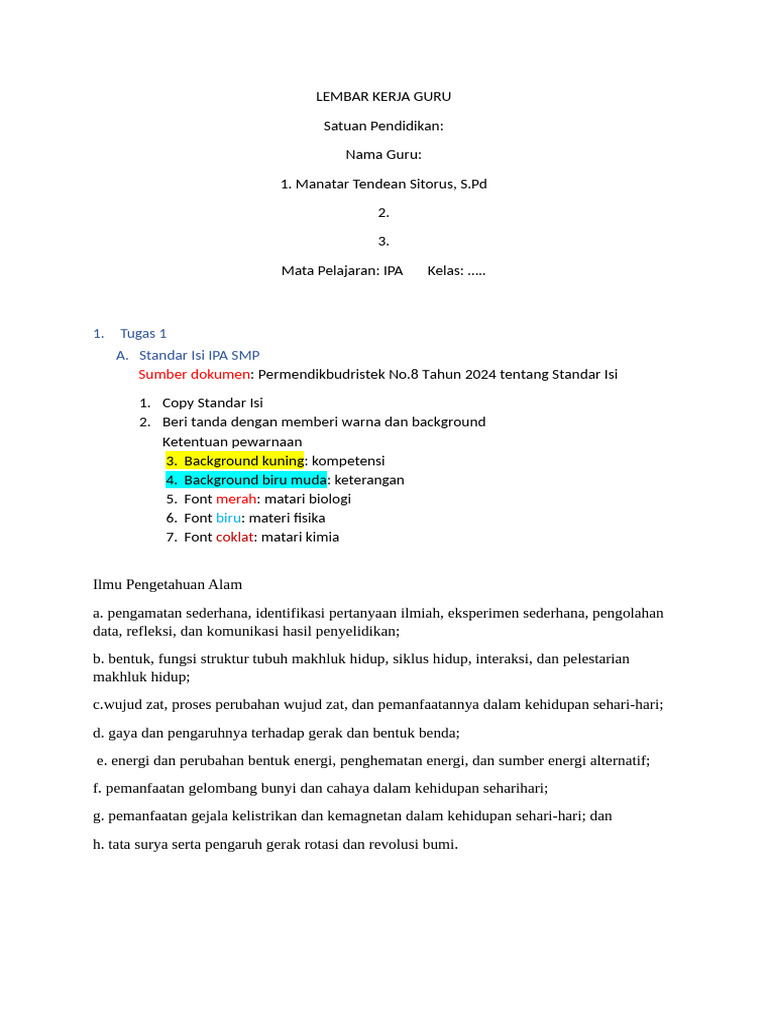 Kertas Kerja Ipa | PDF