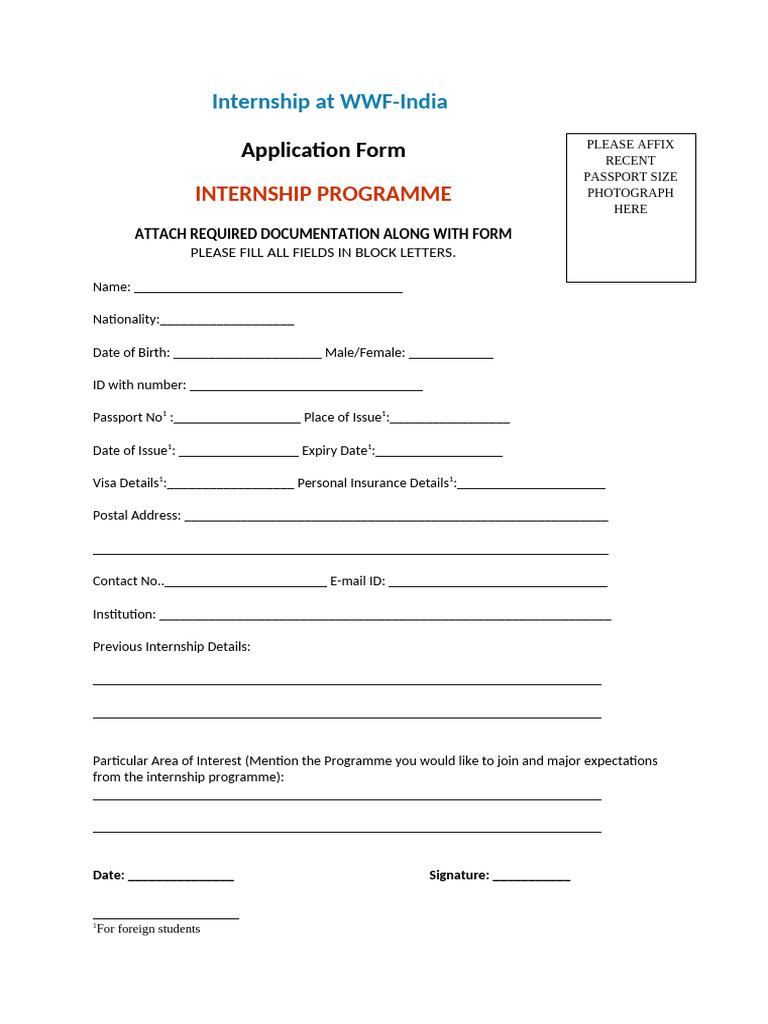 Internship Application Form 1 | PDF