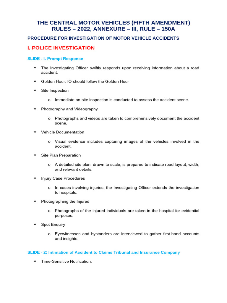 Investigation by Police in Accident Cases. | PDF | Regulatory ...