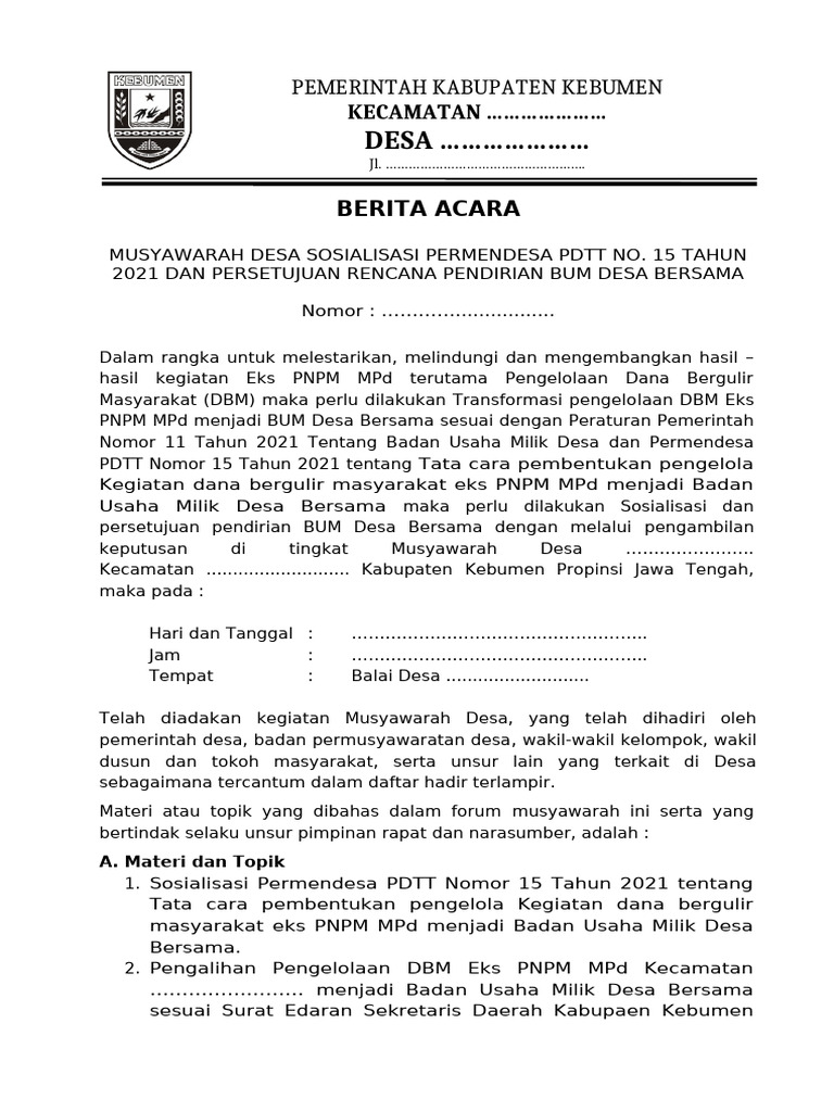 Form BA Musdes Transformasi | PDF