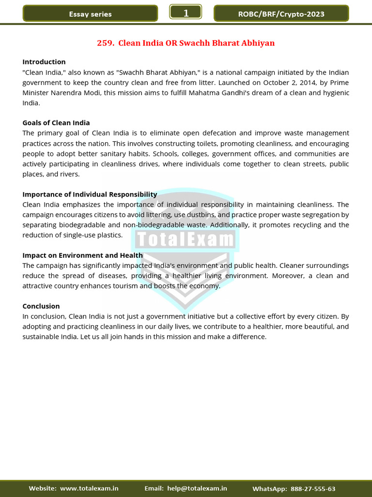 Clean India OR Swachh Bharat Abhiyan | PDF