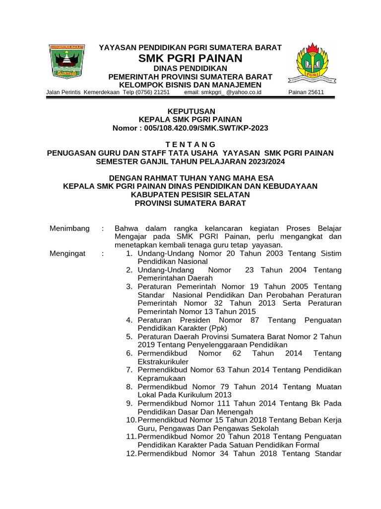 SK PBM SEMESTER GANJIL 2023-2024 | PDF