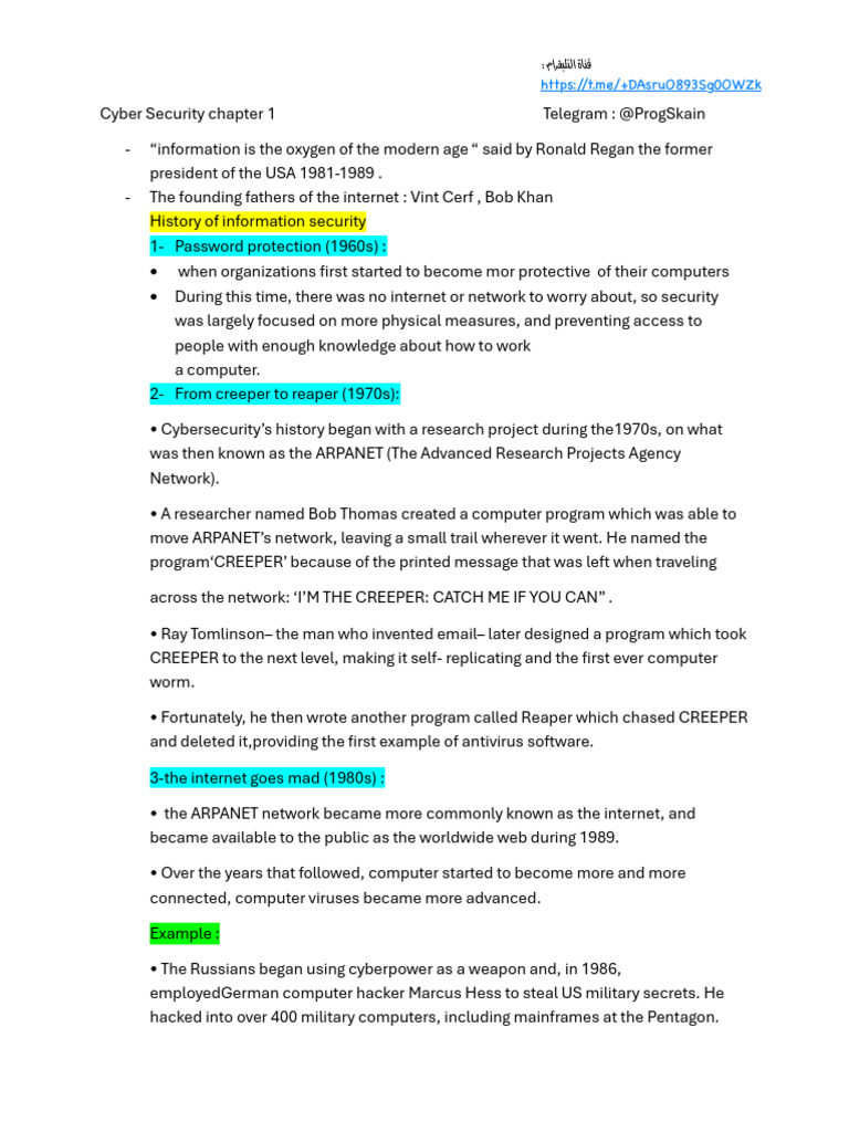 Info Security Chapter 1 CYS | PDF | Security | Computer Security