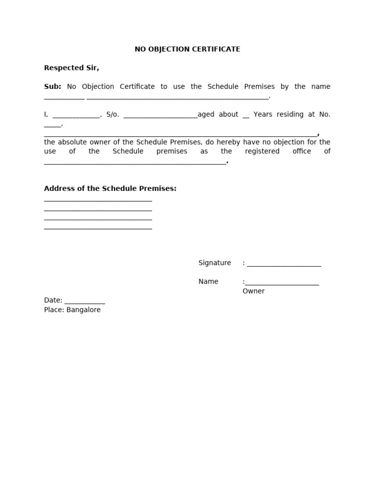 1._NOC-_FOR_PREMISES_Sample | PDF