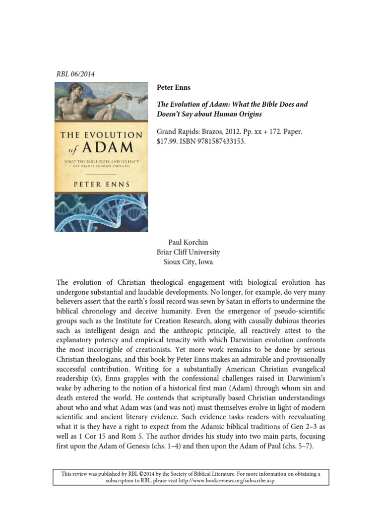 Enns' Insights on Adam and Evolution | PDF | Bible | Resurrection Of Jesus