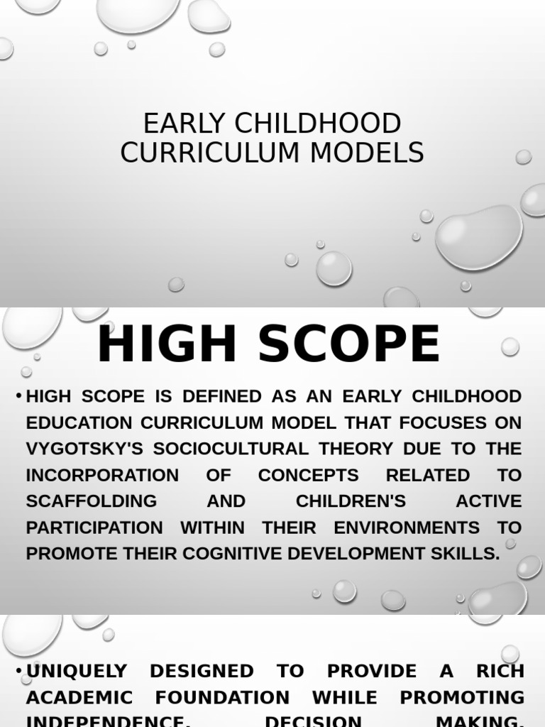 B. Early Childhood Curriculum Models | PDF | Waldorf Education | Learning