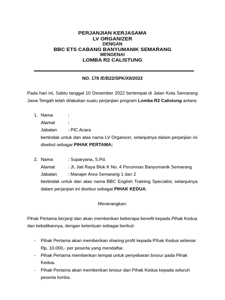 Draft MOU Lomba | PDF