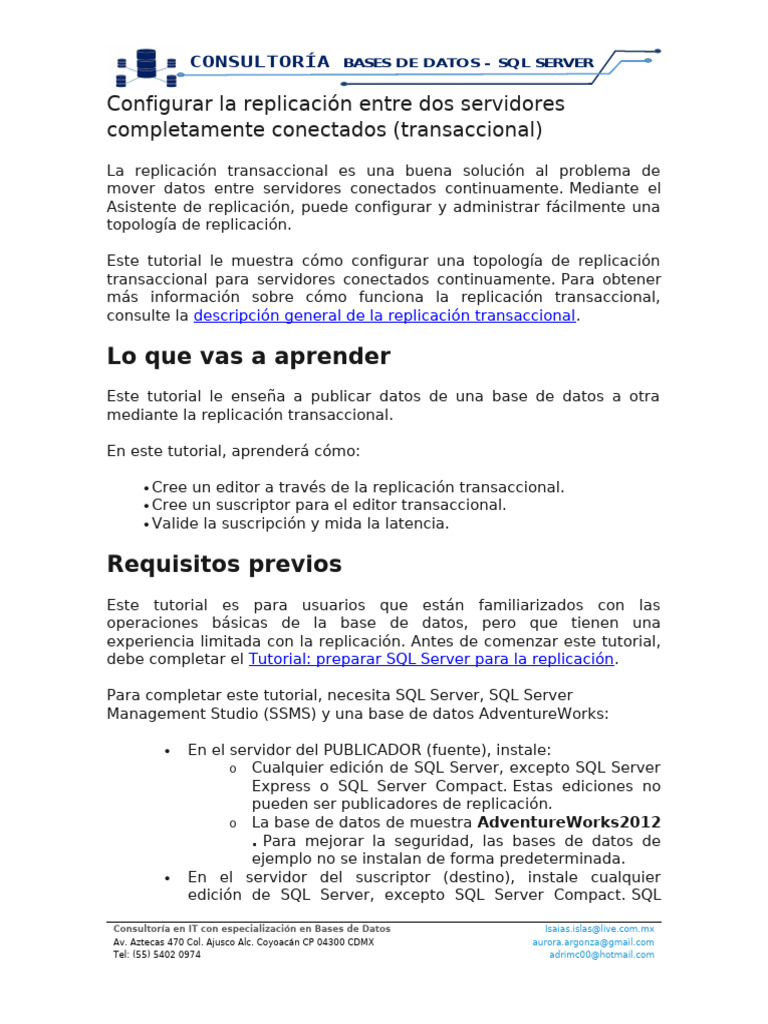 Configurar La Replicación Entre Dos Servidores Completamente Conectados ...
