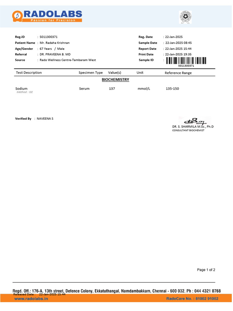 Serum Sodium and PSA Test Results | PDF | Prostate Specific Antigen ...