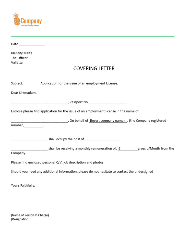 Covering Letter Site of Work Examples | PDF