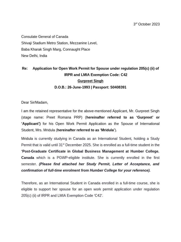 Open Work Permit Application for Spouse | PDF | Wedding | Cost Of Living