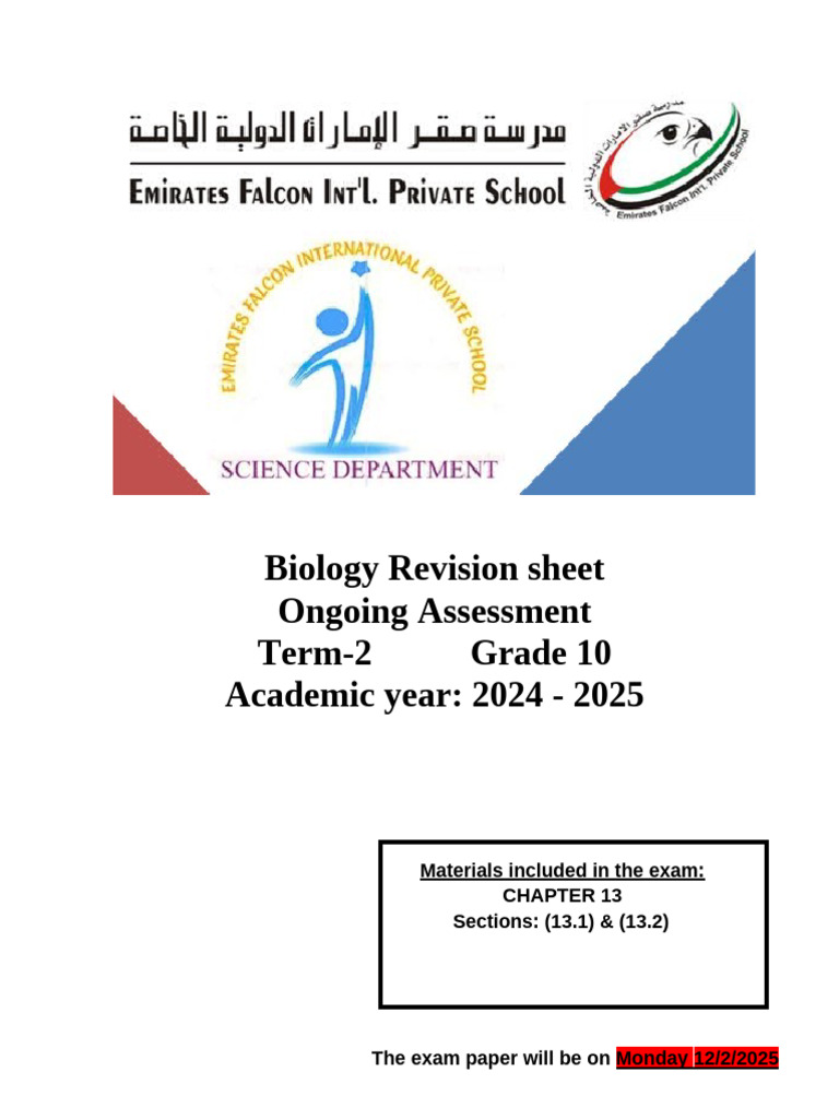 GR 10 Ongoing Assessment Revision Sheet Term 2 | PDF | Dna | Genetics
