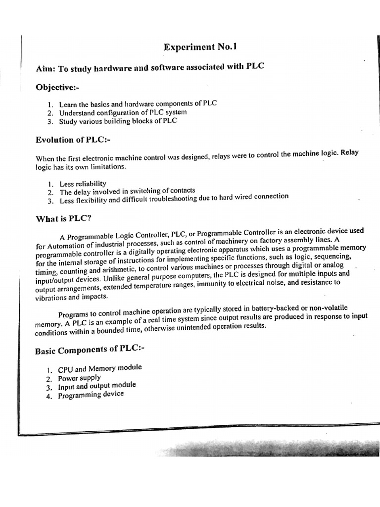 industrial automation & PLC lab (1) | PDF
