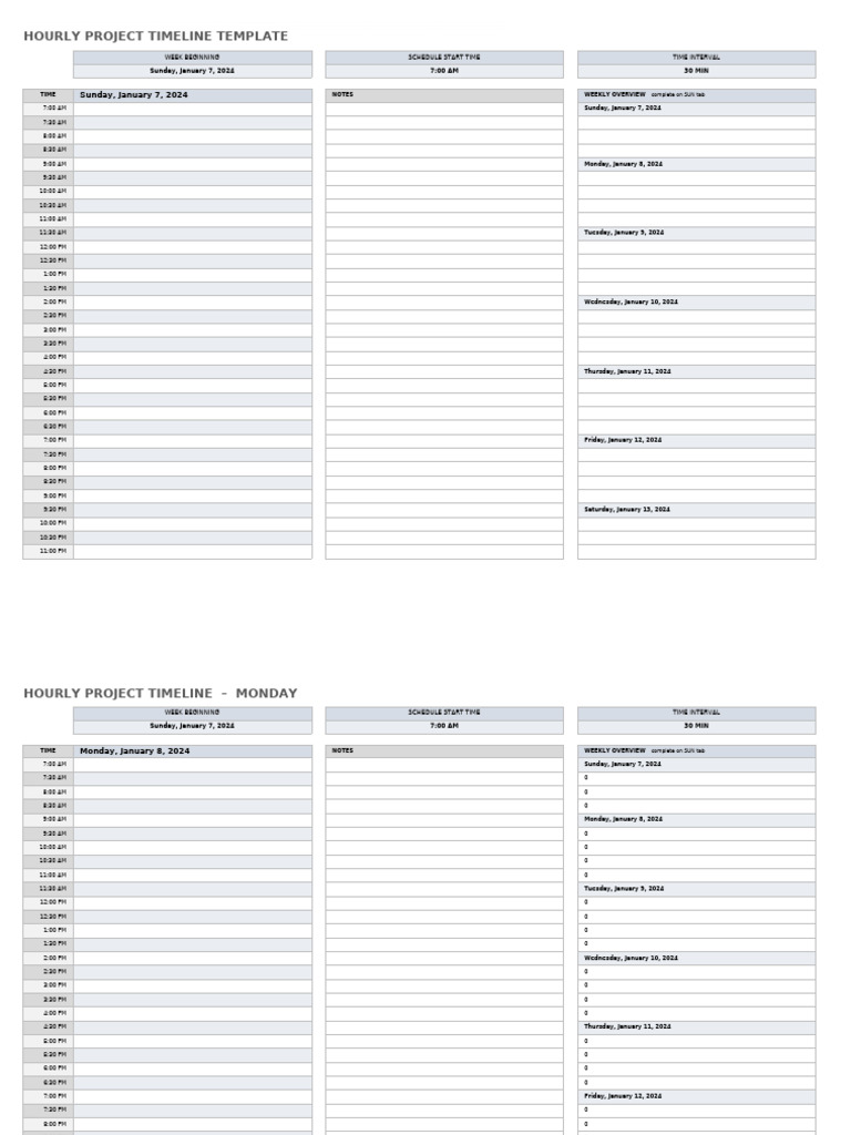 Ic Hourly Project Timeline Template For Excel 11412 Pdf